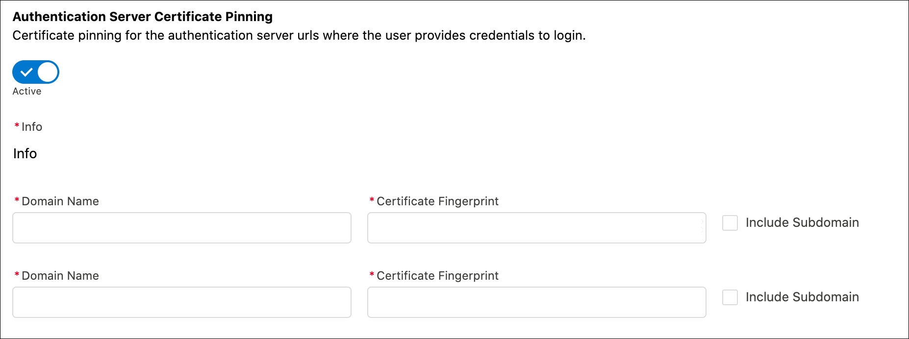 Configure Authentication Server Certificate Pin