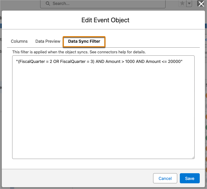Filter Local Data Synced to Data Pipelines