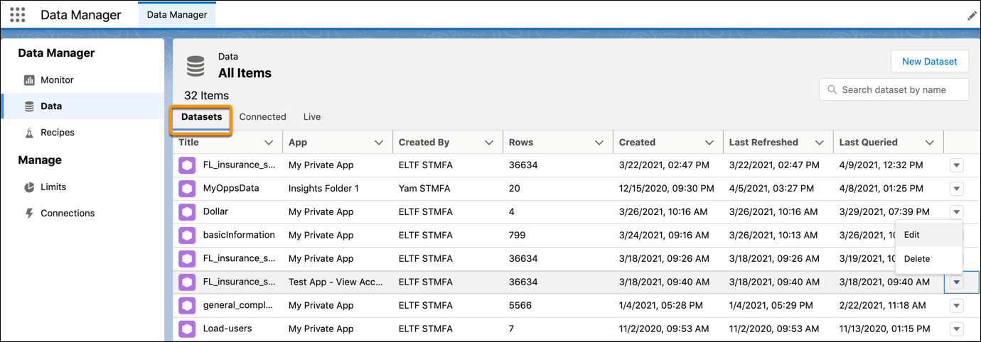 Stage CSV Data in Datasets