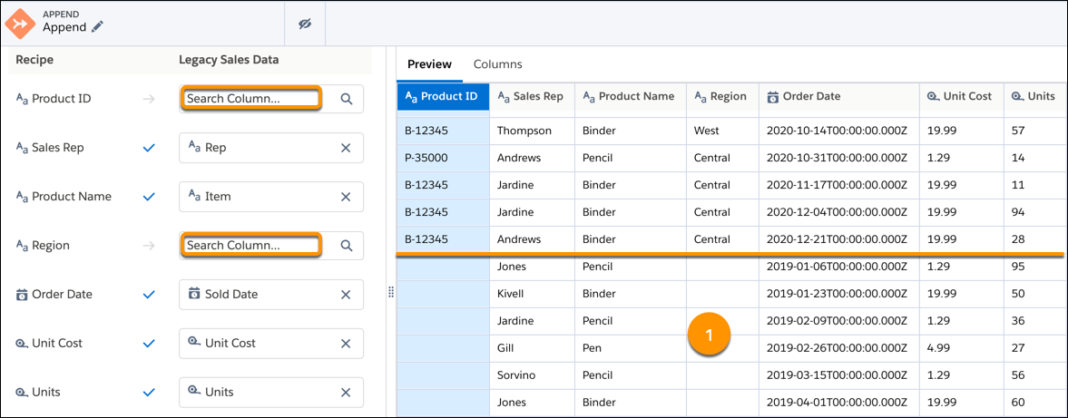 Append Node: Stack Rows from Different Sets of Data