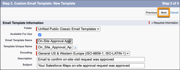 Set Up an Email Template for Approved Requests
