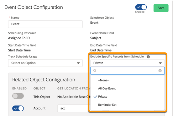Prevent Certain Events from Appearing on Schedules