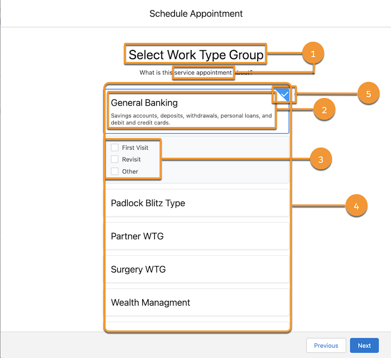 Customize the Select Work Type Group Screen