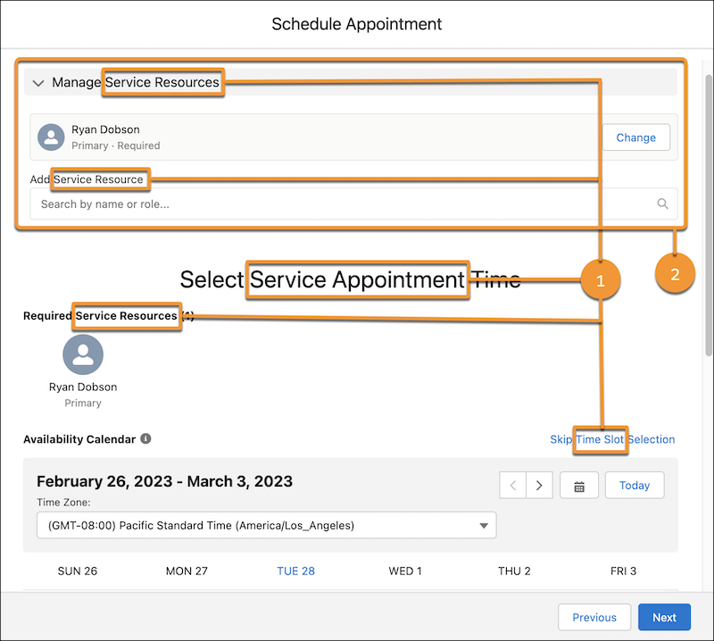 Customize the Select Service Appointment Time Screen