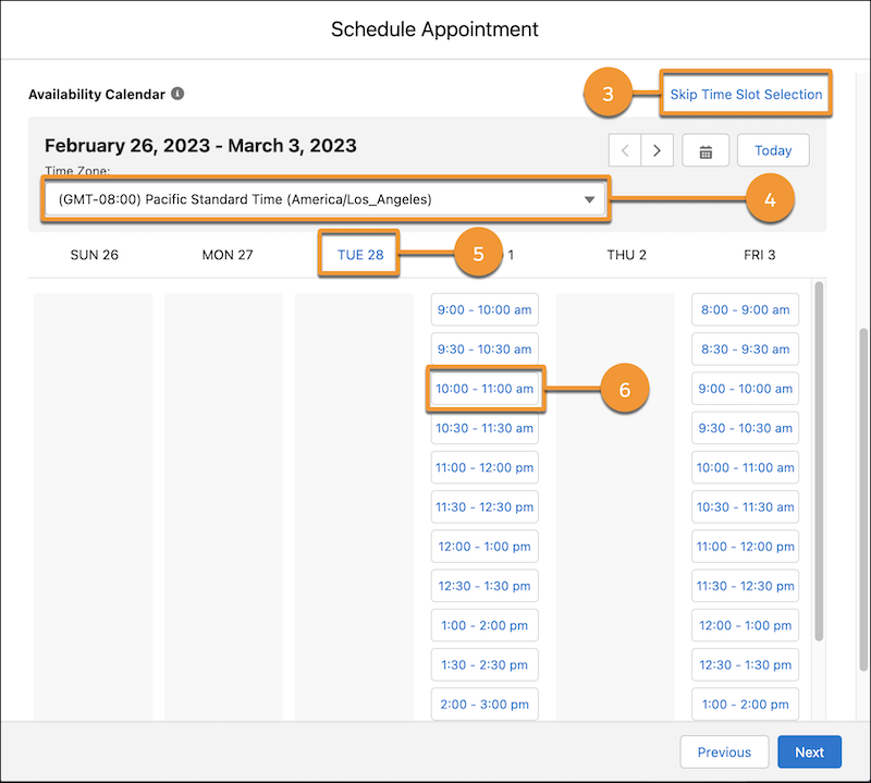 Customize the Select Service Appointment Time Screen