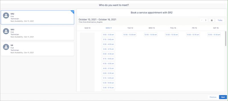 Flow Screen Component: Select Service Resource and Service Appointment Time