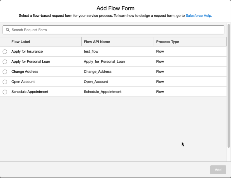Service Process Studio Request Forms