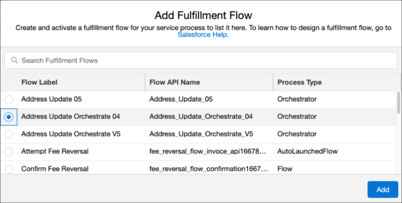 Service Process Studio Fulfillment Flows