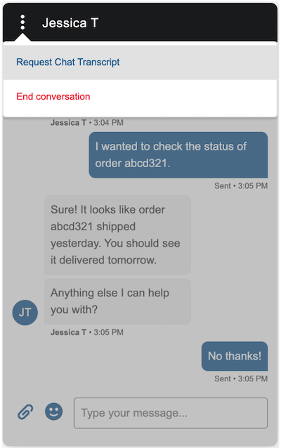 Allow End Users to Download a Transcript of a Messaging Session