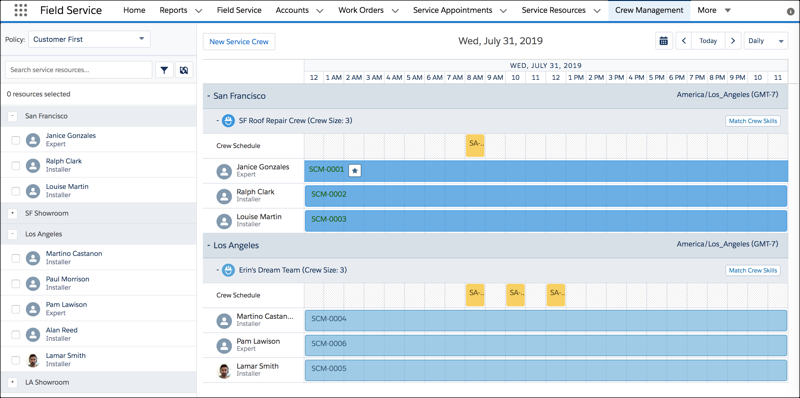 Manage Field Service Crew Membership
