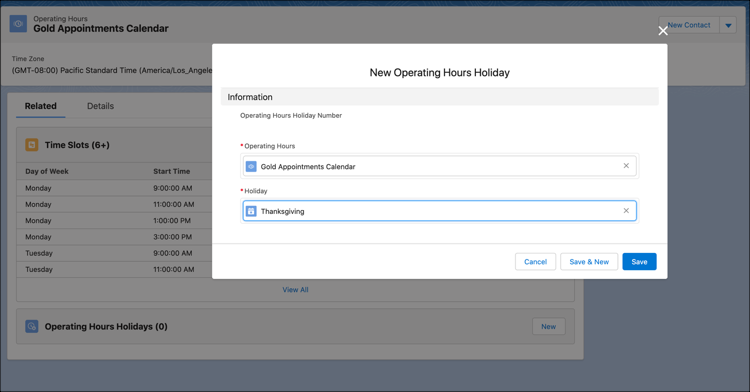 Add Holidays to Operating Hours