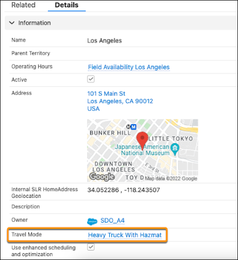 Assign a Travel Mode to a Service Territory or Service Territory Member