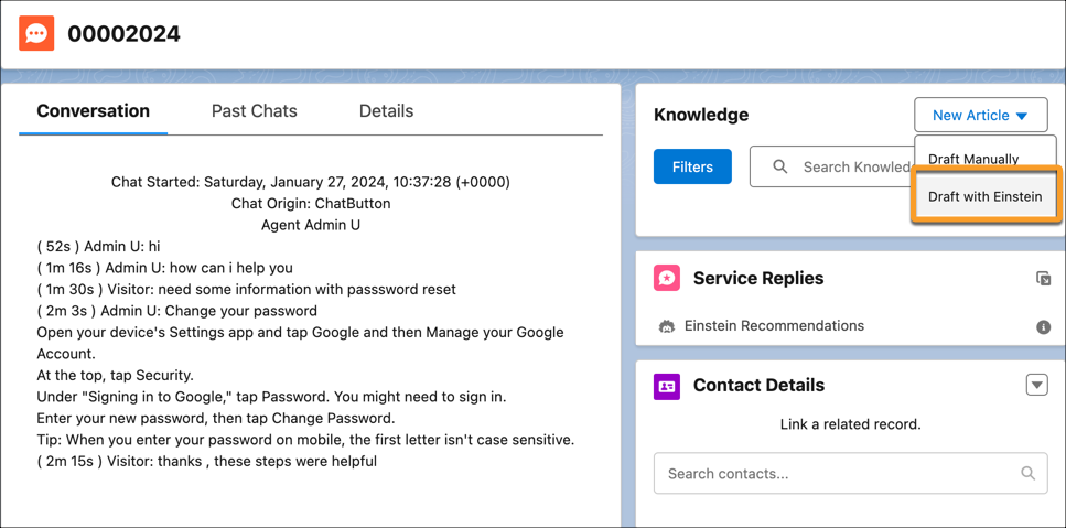 Draft and Save Knowledge Articles with Generative AI