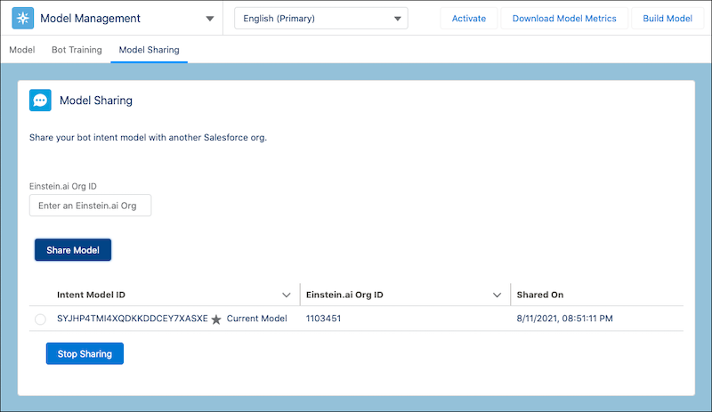 Share Your Intent Model Externally (Beta)