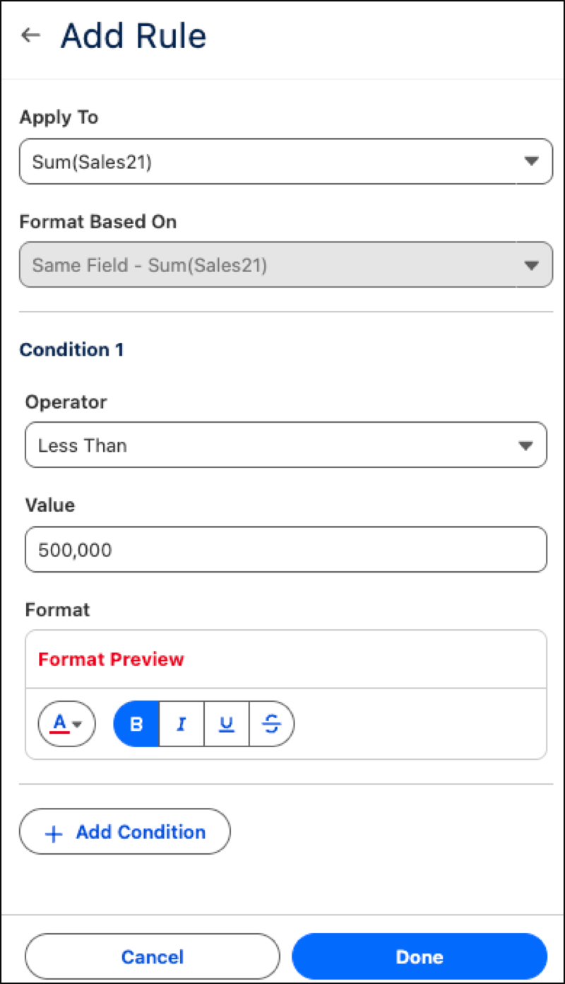 Apply Conditional Formatting to Visualize Dashboard Data Performance