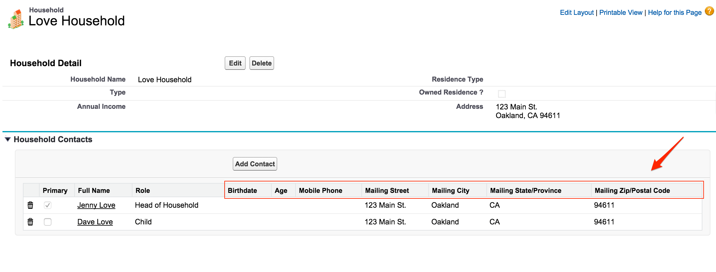 Modify the Displayed Fields for Household Members