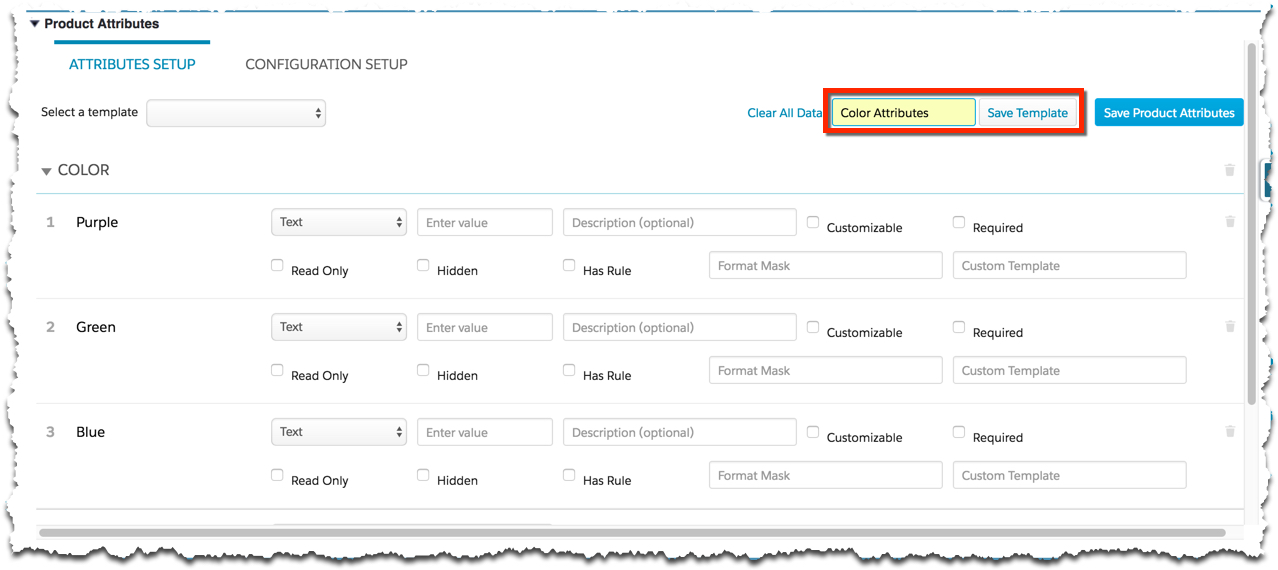 Create a Product Attribute Template