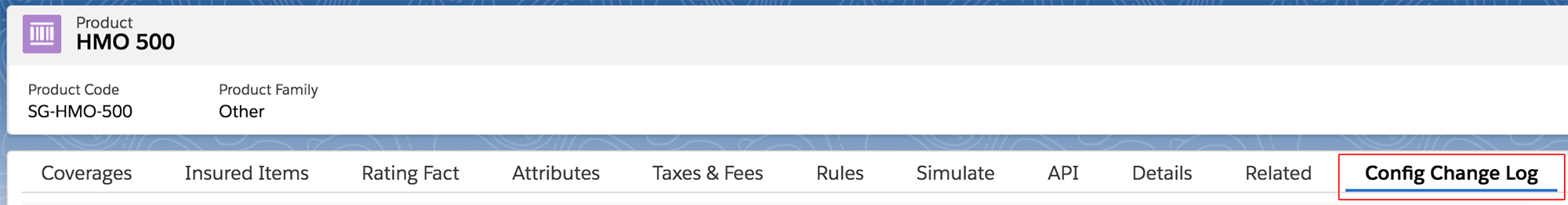 Product Configuration Change Log